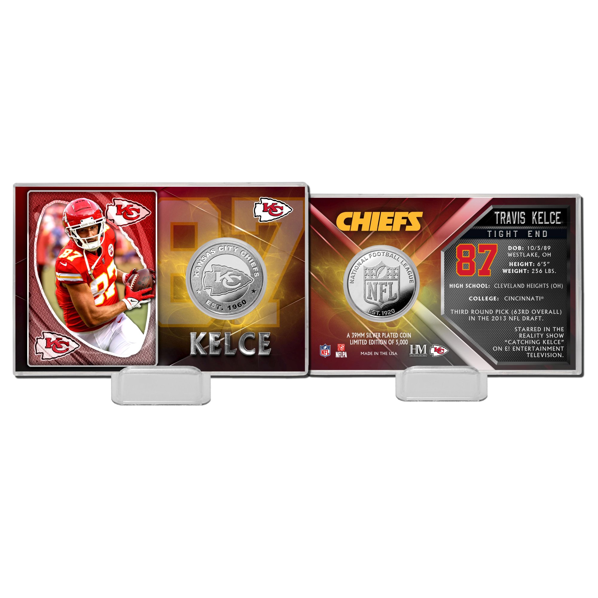 Travis Kelce Kansas City Chiefs NFL Silver Coin Card | Signs & Coins ...